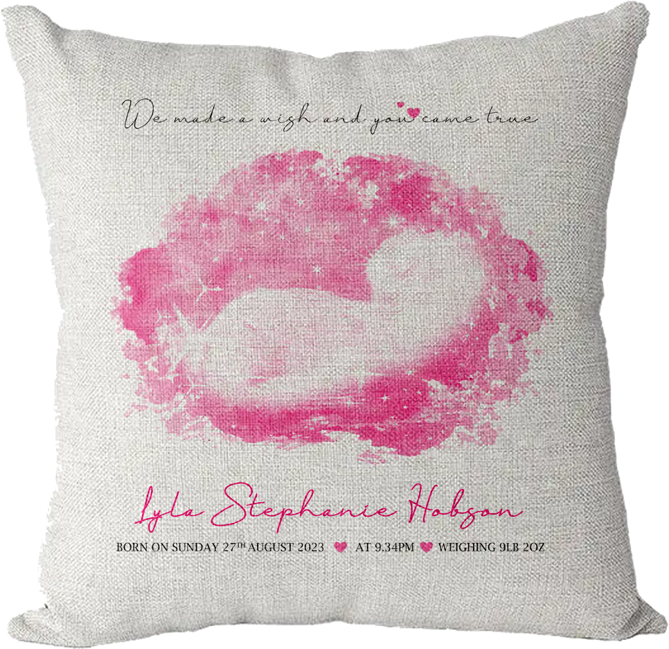 Personalised Pink Baby Girl Baby Scan Pillow – YellowBlossomDesignsLtd