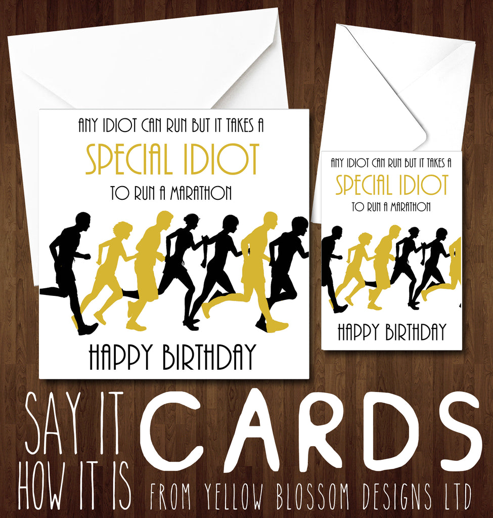 Funny Birthday Card ~ Running Runner Special Idiot Marathon ...